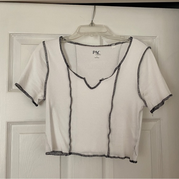 PacSun | Tops | Pacsun Pac Cares White Black Seamed Crop Top Short ...
